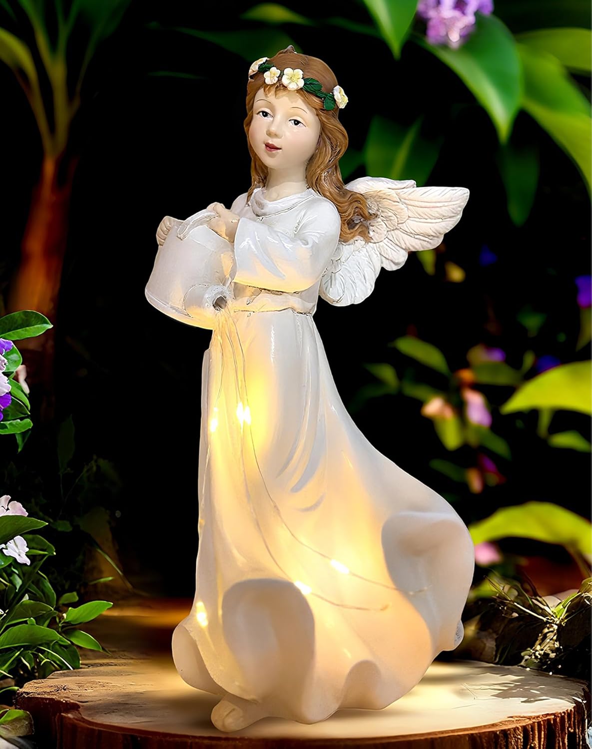 Solar Angel Garden Statues Outdoor Decor,10.24“H Resin Fairy Hanging ...