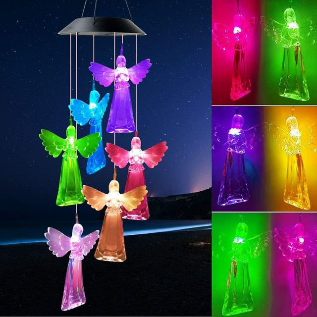 Solar Angel Wind Chimes, Outdoor Color Changing LED Solar Powered Wind ...