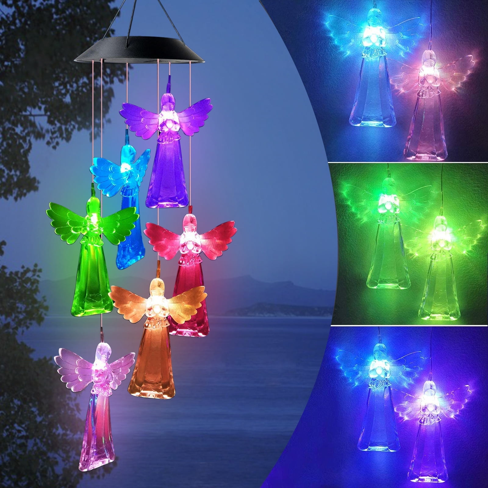Solar Angel Wind Chimes, Outdoor Color Changing LED Solar Powered Wind ...