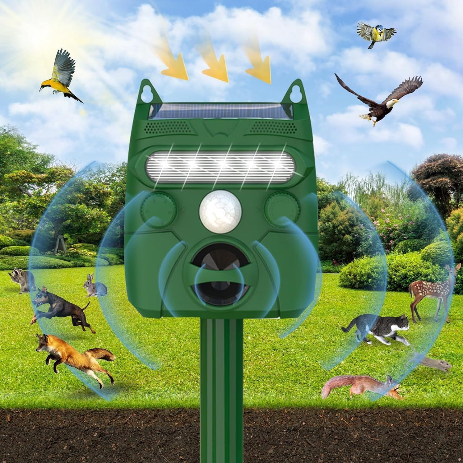 Solar Animal Repellent,Ultrasonic Repeller Cat Repellent Outdoor ...