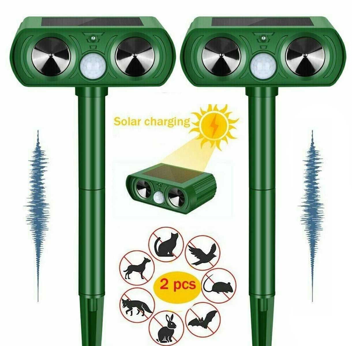 Solar Animal Repeller 2 Pack Ultrasonic Animal Repellent Outdoor Dog ...