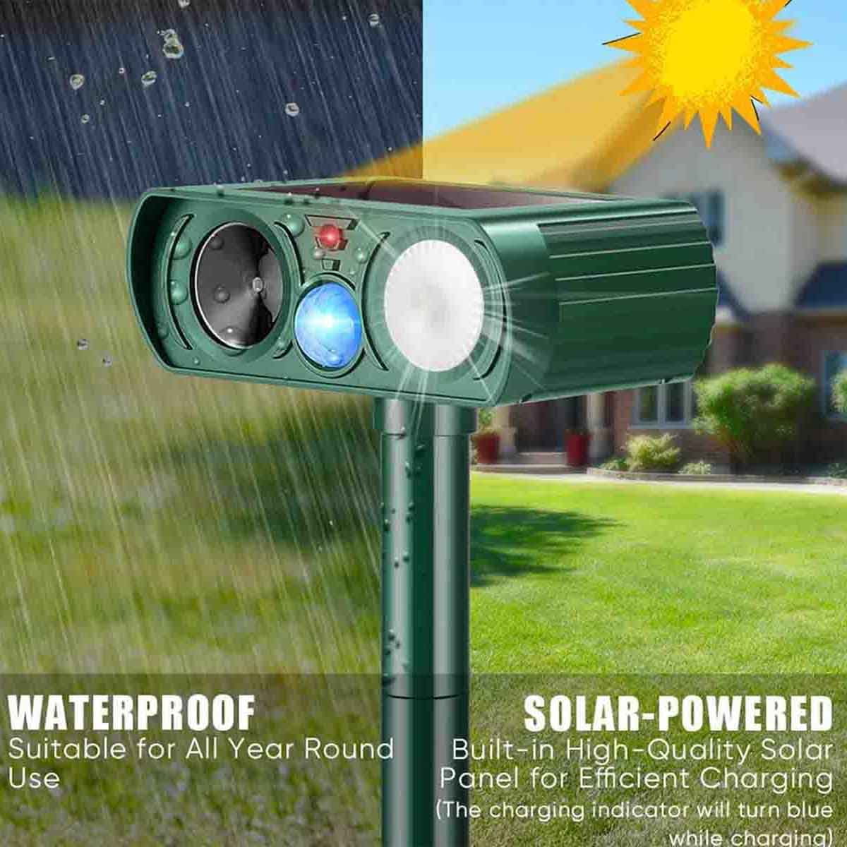 Solar Animal Repeller Waterproof Ultrasonic Pest Repellent with Motion ...