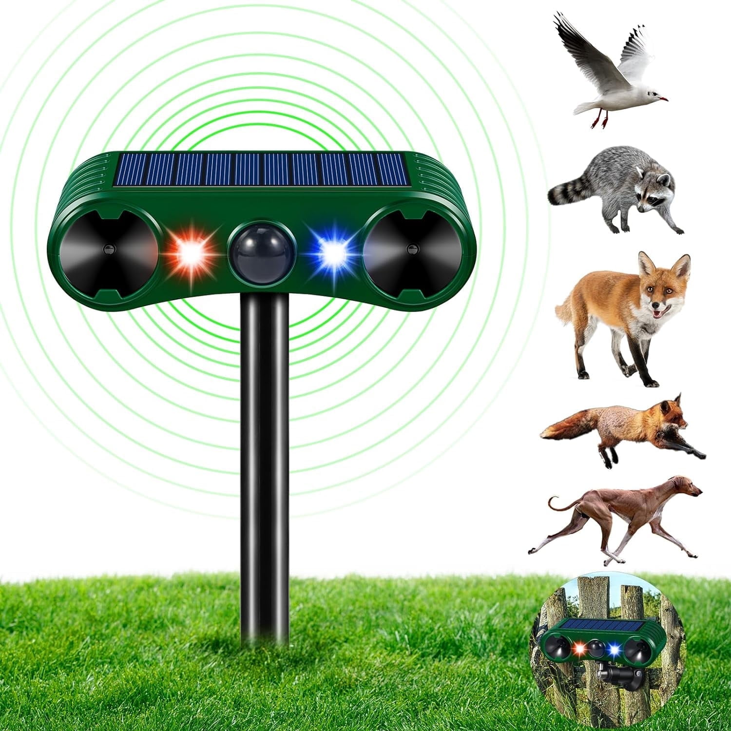 Paddsun Solar Animal Repeller,Ultrasonic Animal Repellent Deer ...