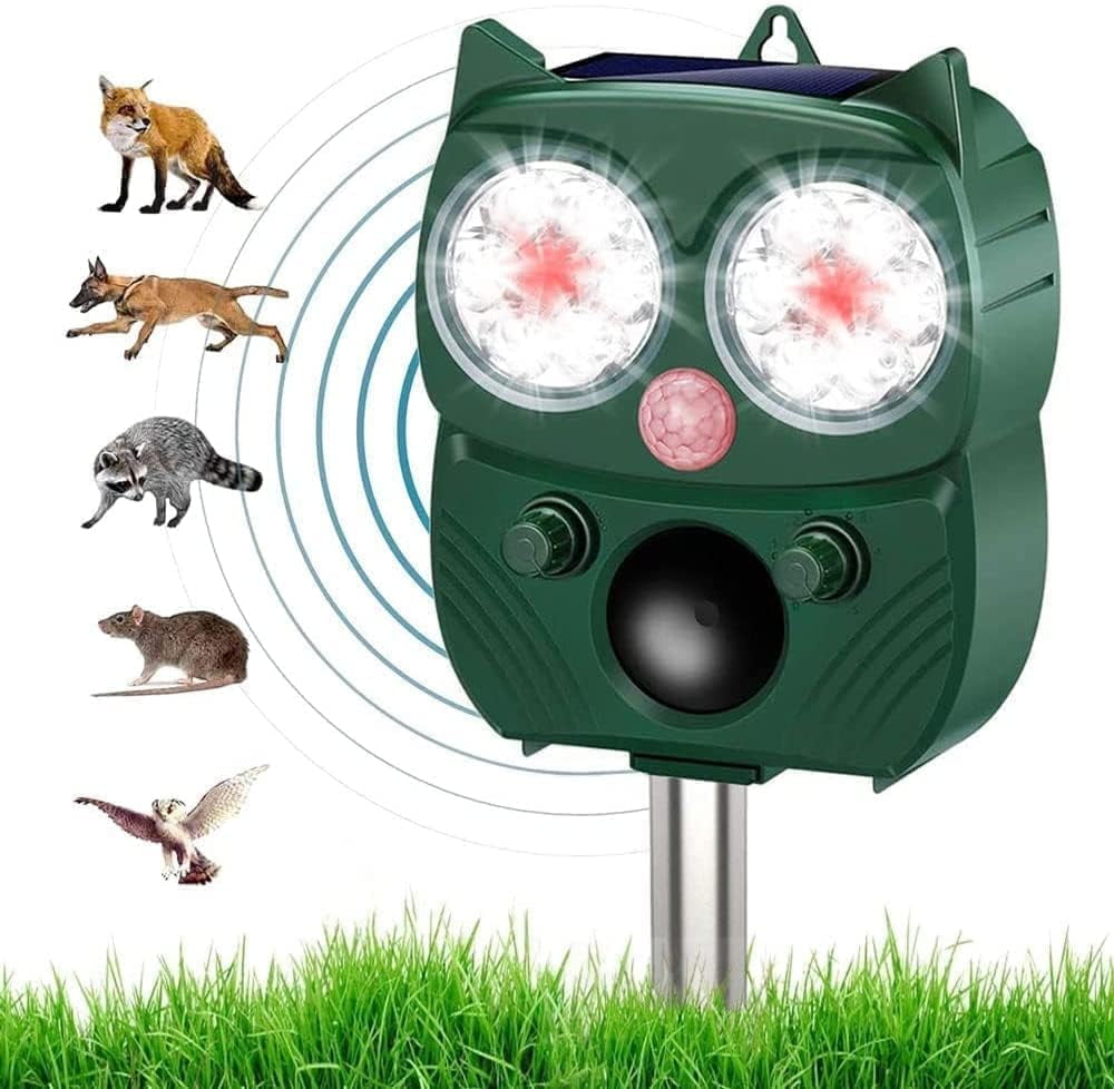 Solar Animal Repeller, Ultrasonic Repellent, Motion Detection, LED ...