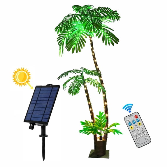 iarack Solar Powered Lighted Palm Tree, 6Ft LED Palm Tree Outdoor ...