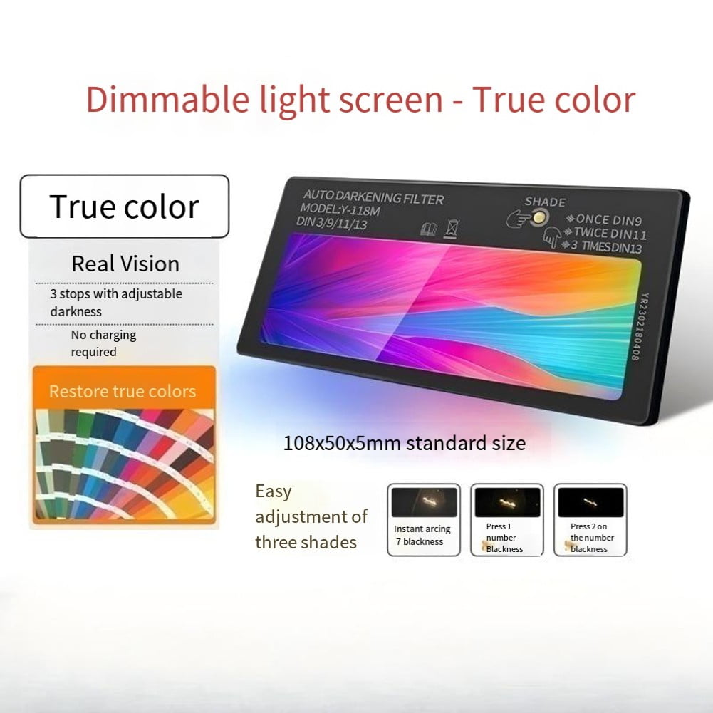Solar Auto Darkening Welding Lens, 3-Level Adjustable, Lcd Screen, No ...