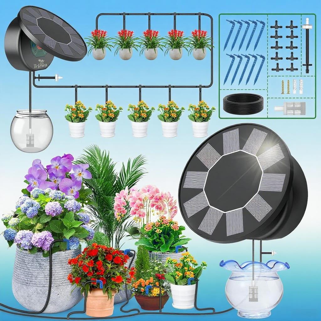 Solar Automatic Drip Irrigation Kit for Potted Plants, Garden Auto ...