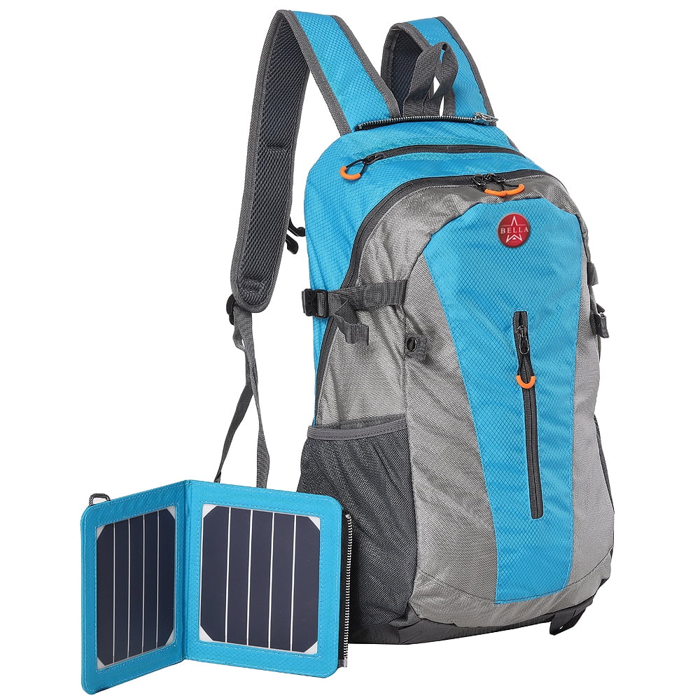 bellabydesignllc Solar Backpack with 2000mAh Power Bank, 5W Panel, Blue ...