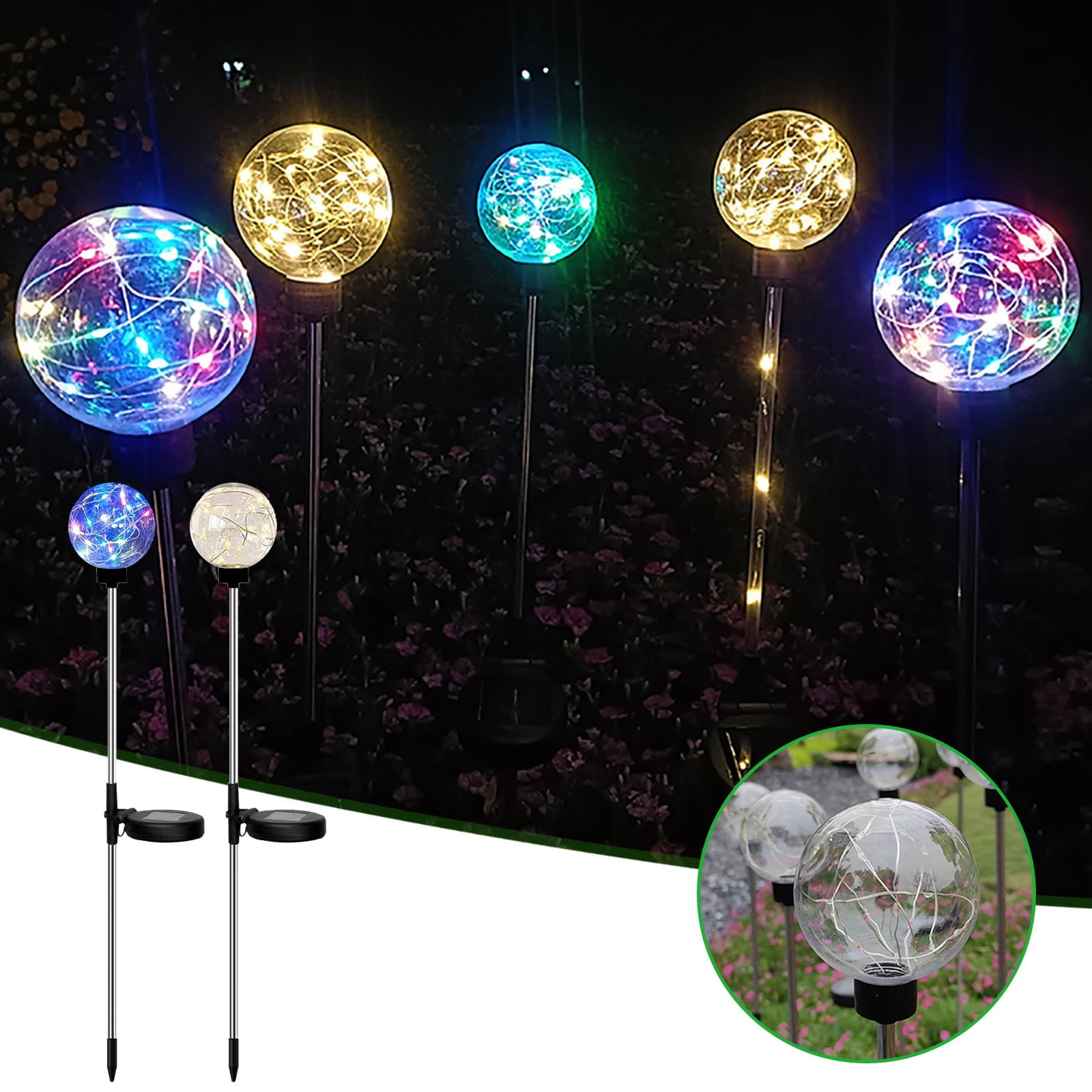 Solar Ball Light, Solar Powered LED Garden Ball Light, Waterproof ...