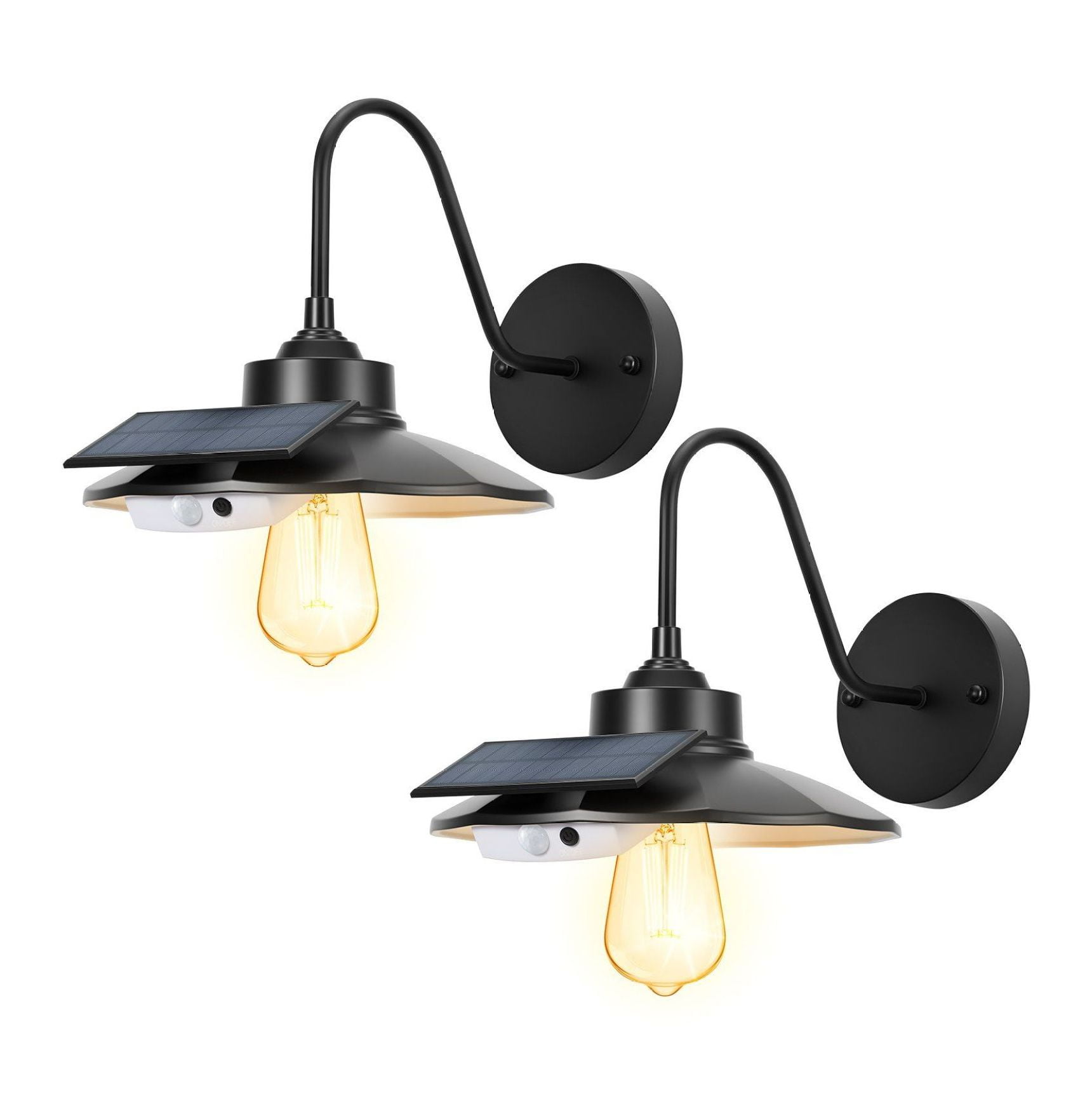 Solar Barn Light, 2-Pack Outdoor Gooseneck Lights with Motion Sensor ...