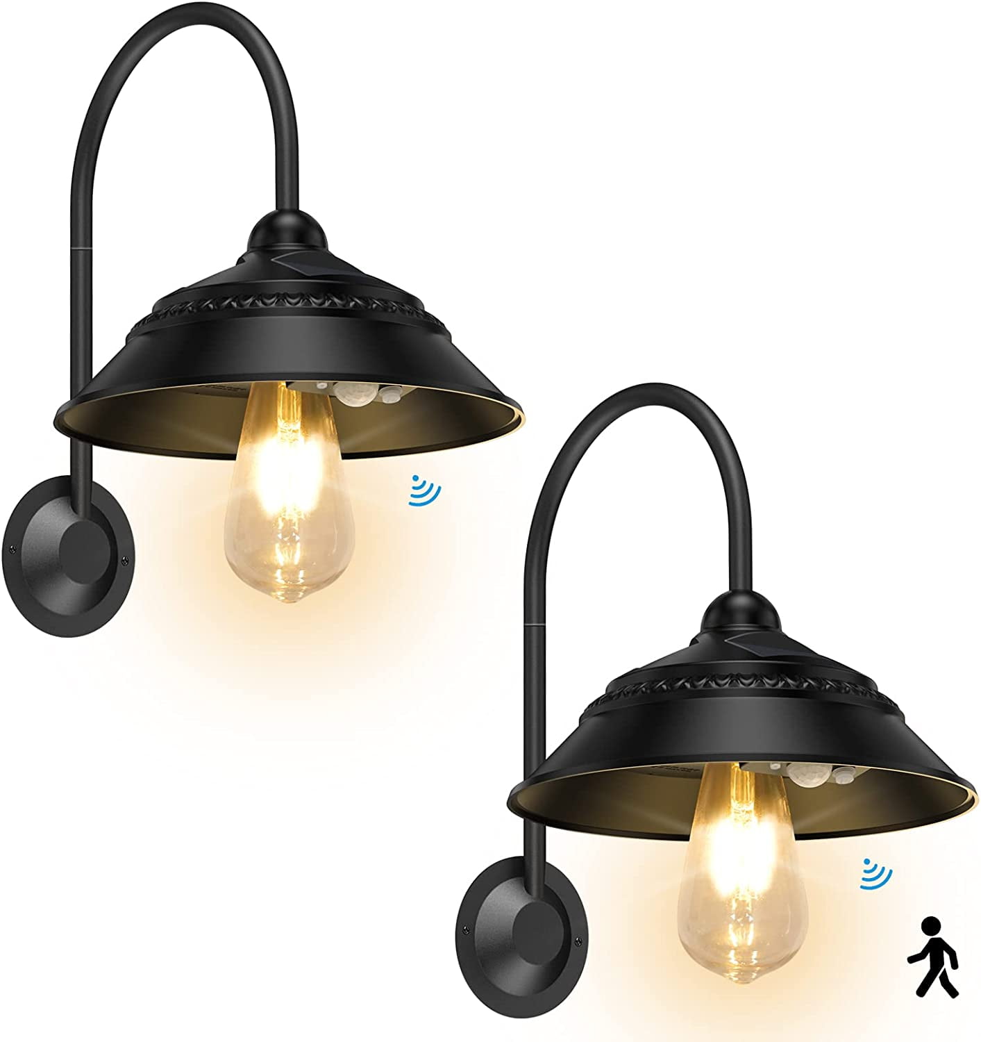 Auzev Solar Barn Light Outdoor, 3 Modes, Motion Sensor, Waterproof ...