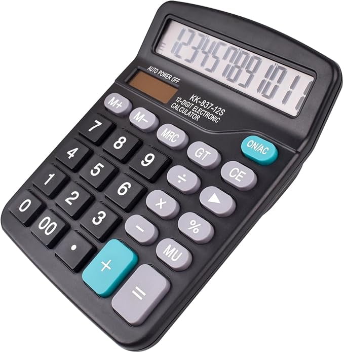 Solar Basic Desk Calculators with Big Buttons and Large Display, 12 ...