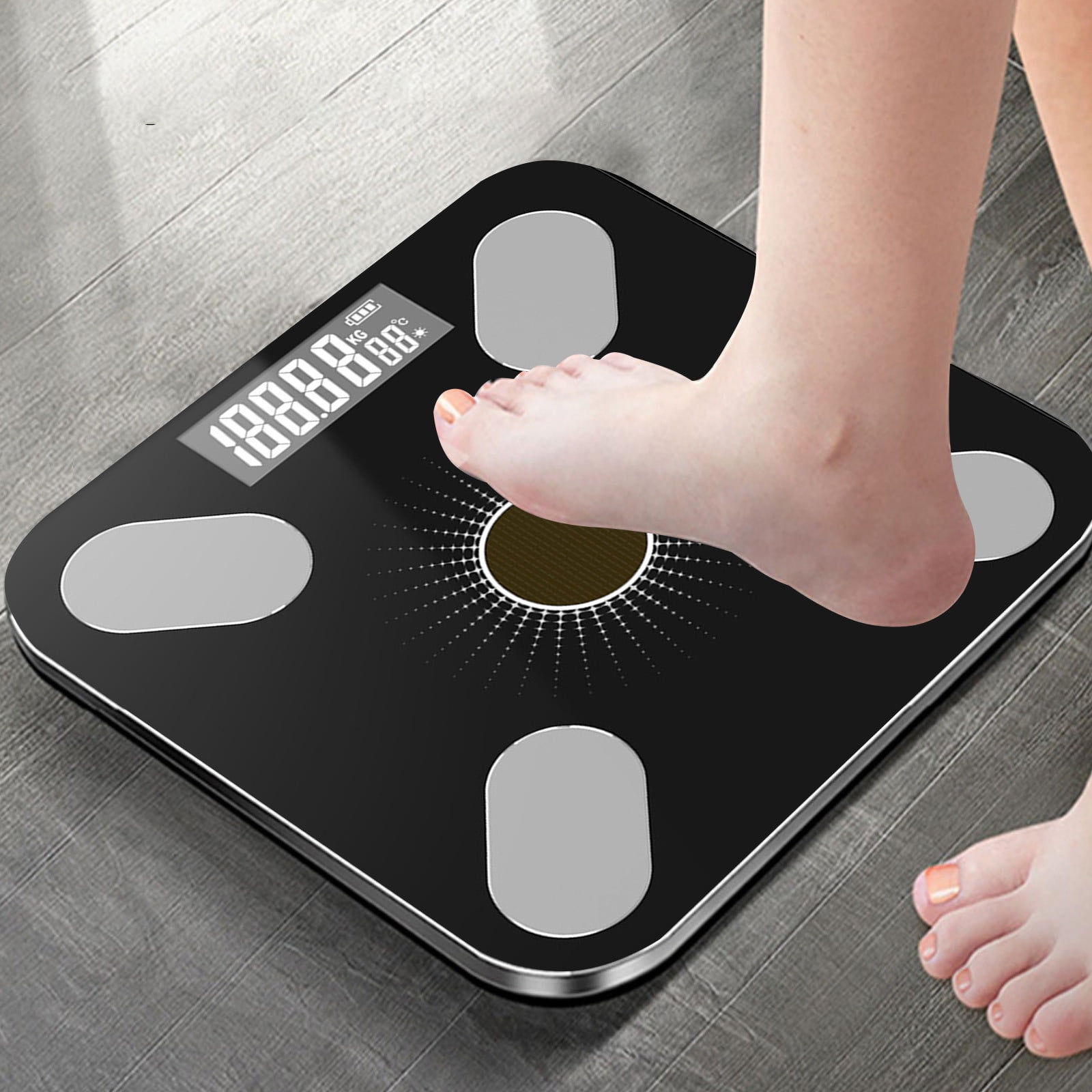 Solar Bathroom Scale Digital Weight Scale with Bluetooth App Body Fat ...