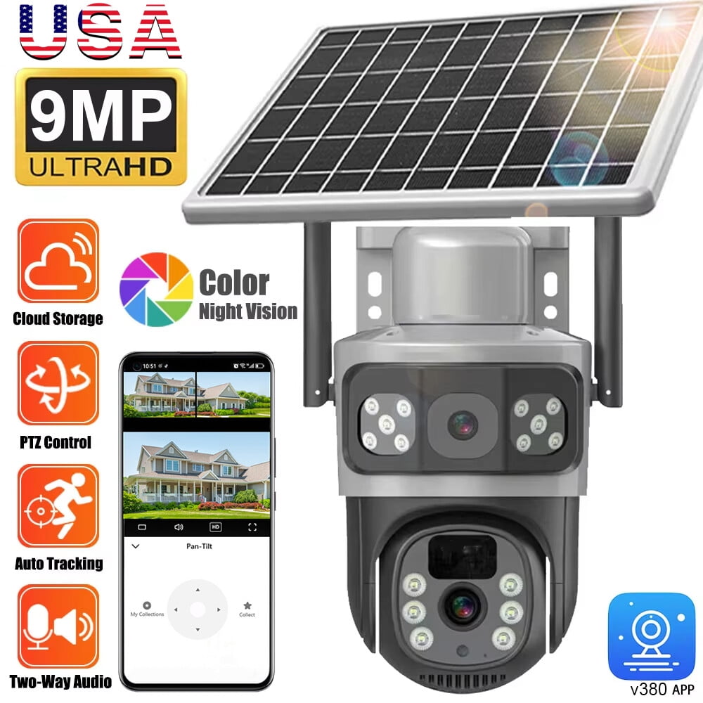 Solar Battery Powered Wireless WiFi Outdoor Pan/Tilt Home Security ...
