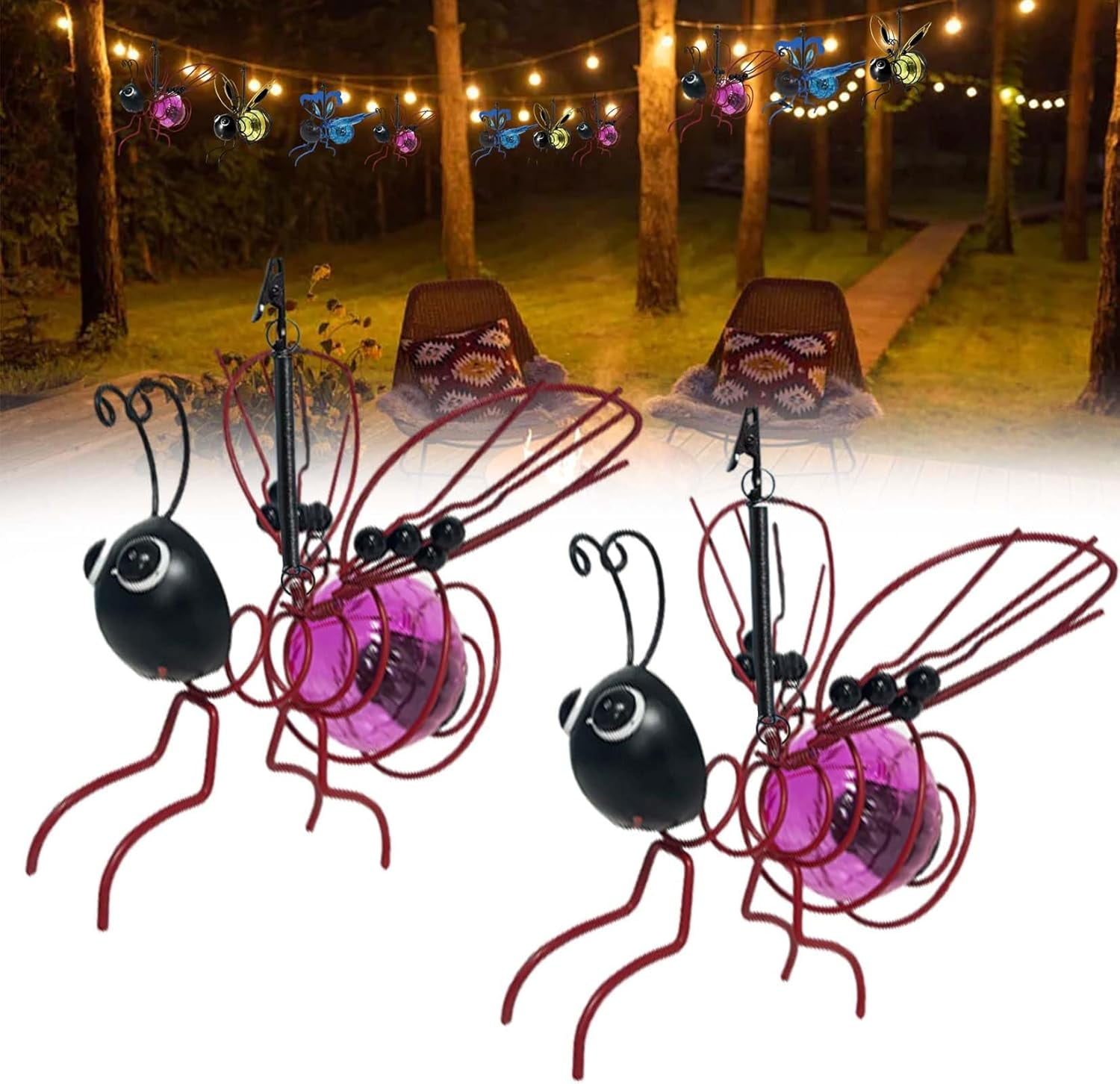 Solar Bee Lights Outdoor, Outdoor Hanging Solar Bee Lights, Hanging ...
