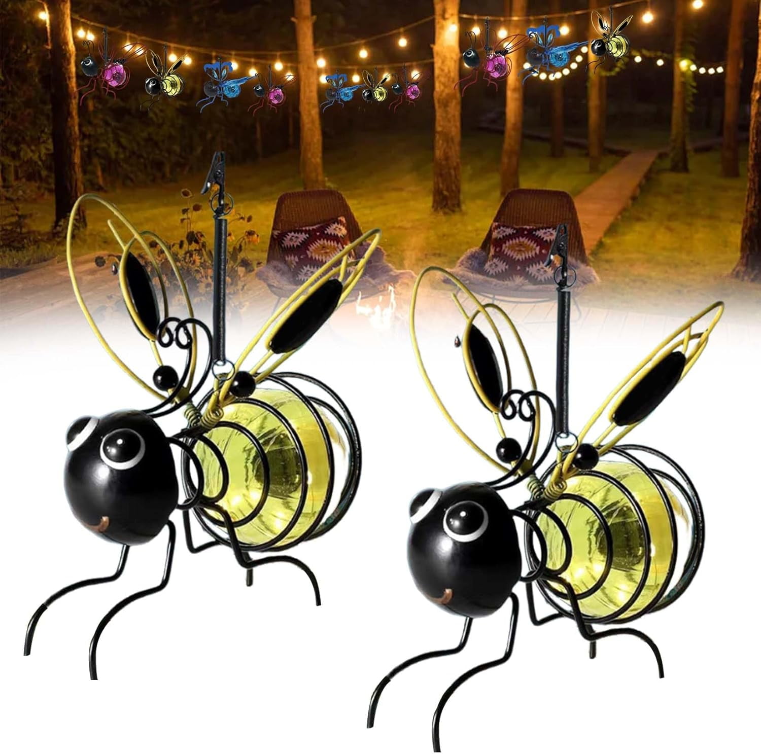Solar Bee Lights Outdoor, Outdoor Hanging Solar Bee Lights, Hanging ...