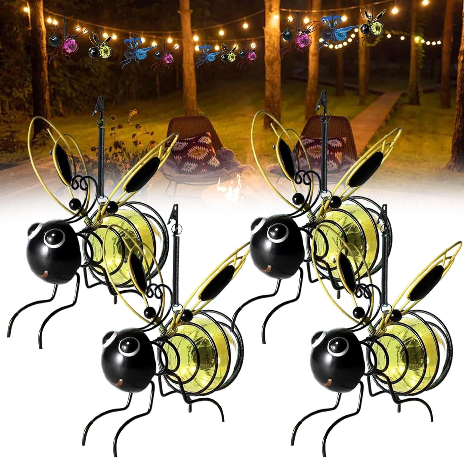 Solar Bee Lights Outdoor, Outdoor Hanging Solar Bee Lights, Hanging ...