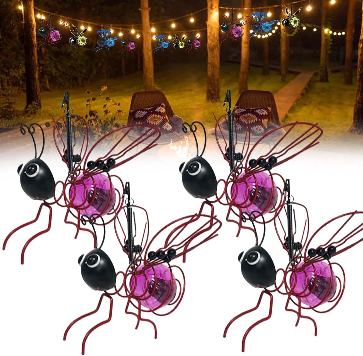 Solar Bee Lights Outdoor, Outdoor Hanging Solar Bee Lights, Hanging ...