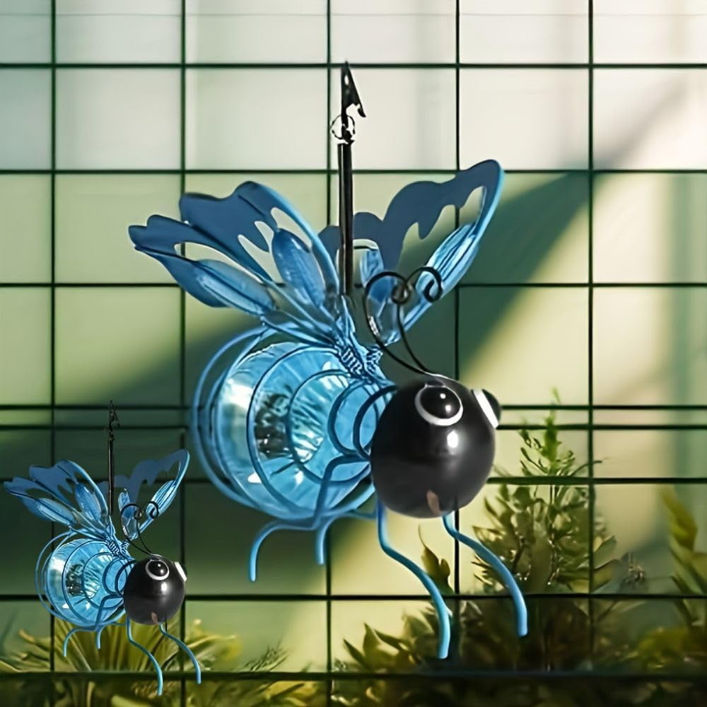Solar Bees Lights Outdoor 2025 New Hanging Solar Garden Bee Outdoor Patio Garden Decor ...