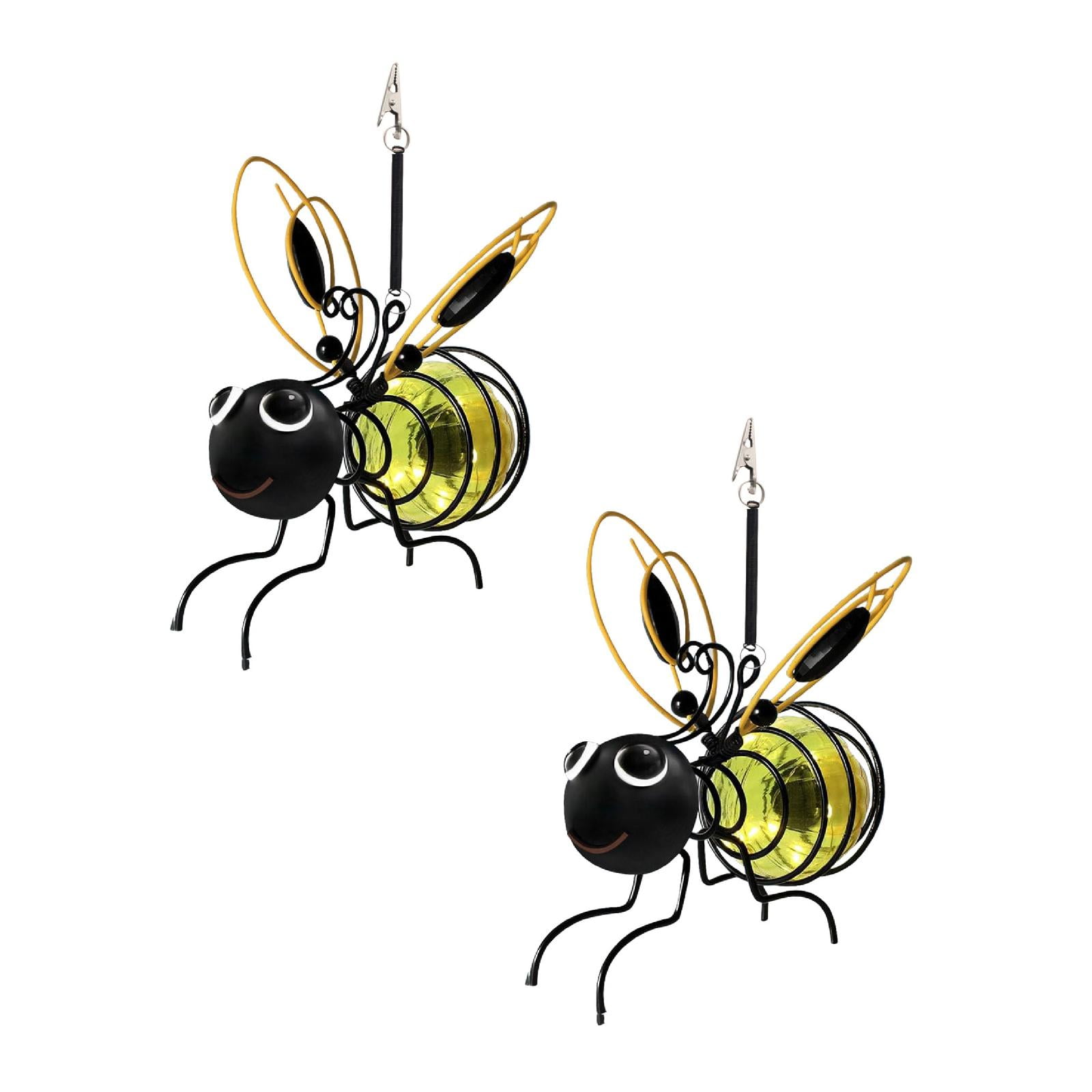 Solar Bees Lights Outdoor, 2025 New Metal Hanging Solar Garden Bee ...