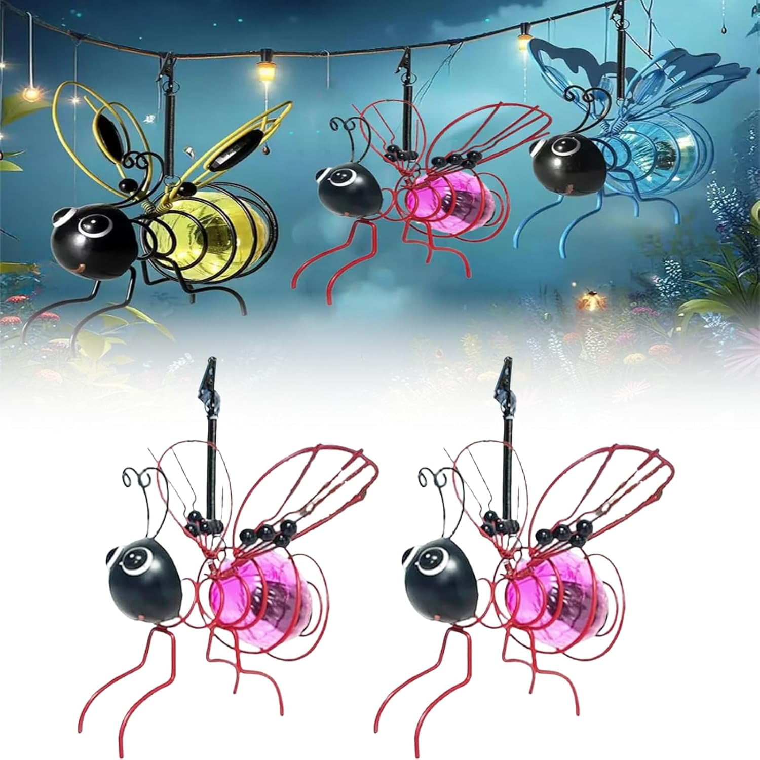 Solar Bees Lights Outdoor, Hanging Bee Solar Garden Light,2025 New ...