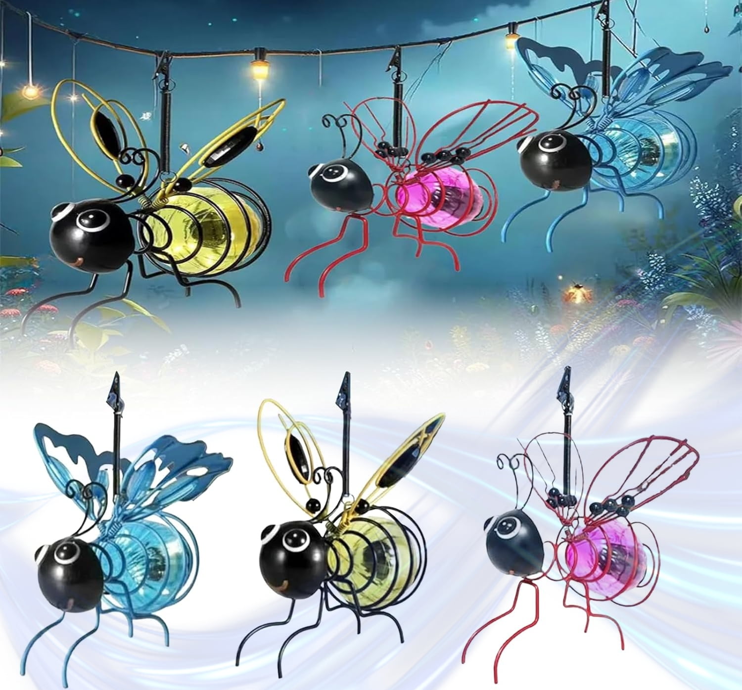 Solar Bees Lights Outdoor, Hanging Bee Solar Garden Light,2025 New ...