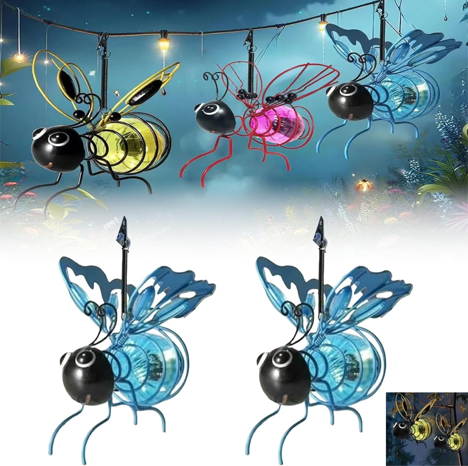 Solar Bees Lights Outdoor, Hanging Bee Solar Garden Light,2025 New ...