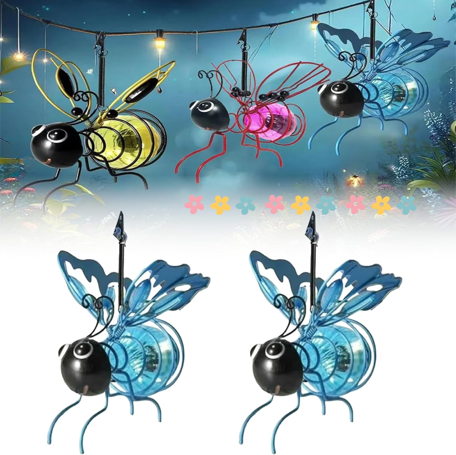 Solar Bees Lights Outdoor, Hanging Bee Solar Garden Light,2025 New ...