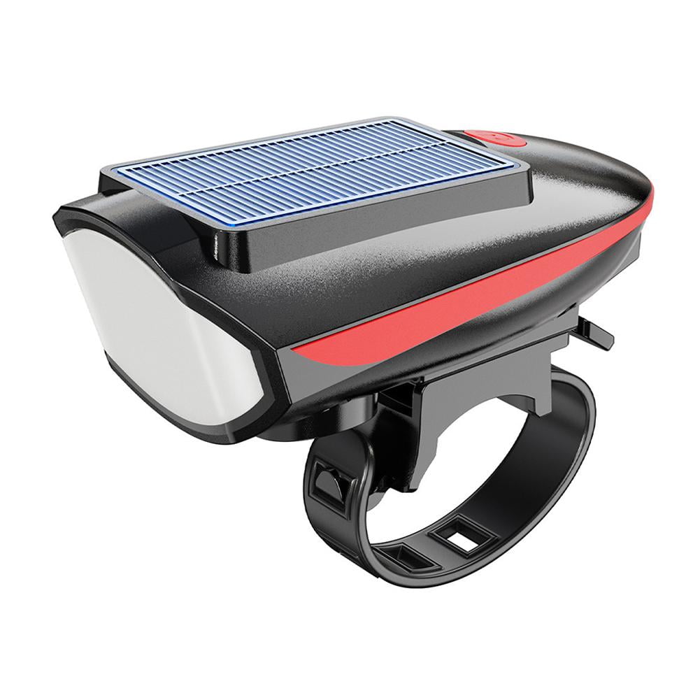 Solar Bike Front Lamp with Horn Rechargeable Waterproof Cycling ...