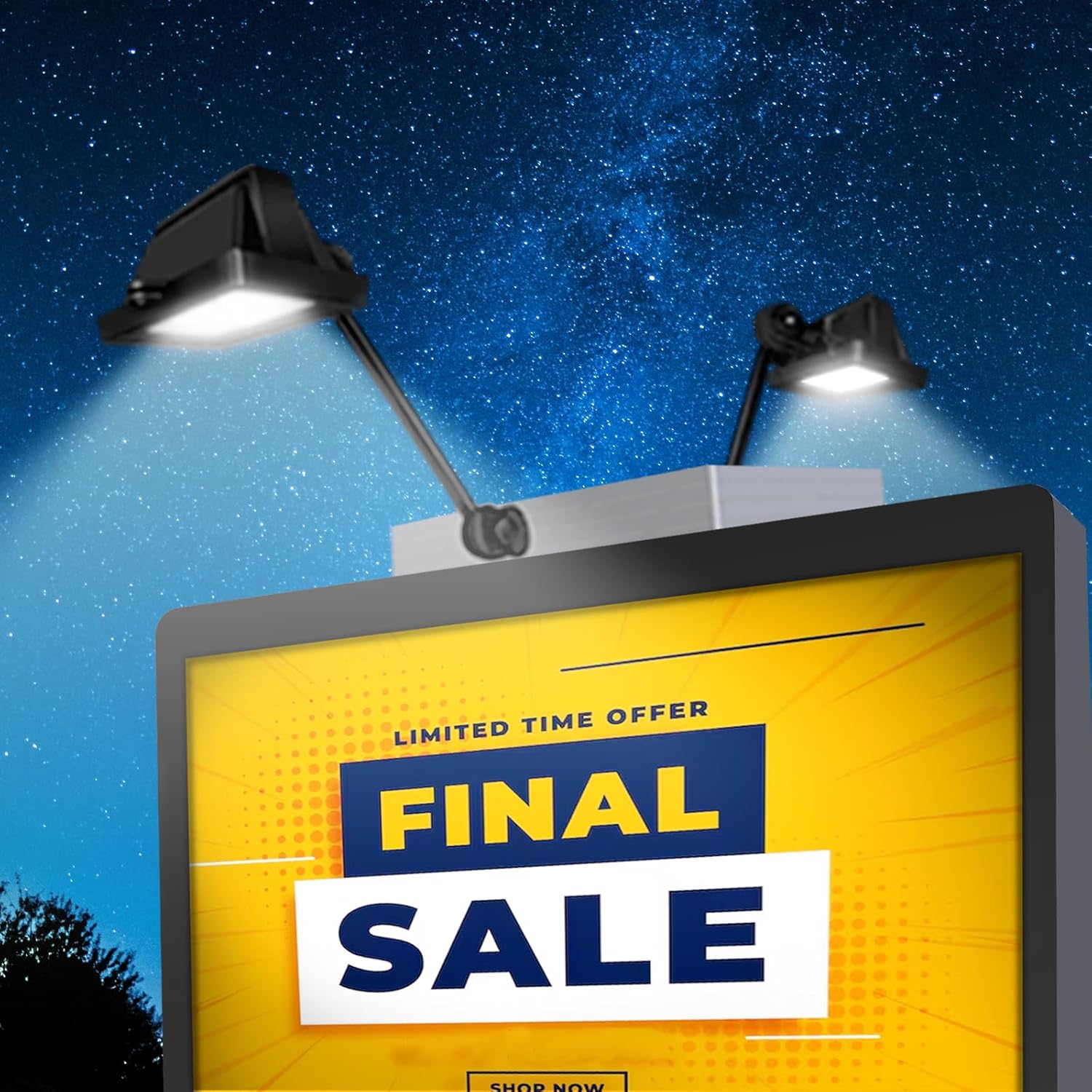 Solar Billboard Light Metal Aluminum Lamp Heads,12W 12000AMH Li-on Battery, 60 LED Super Bright ...