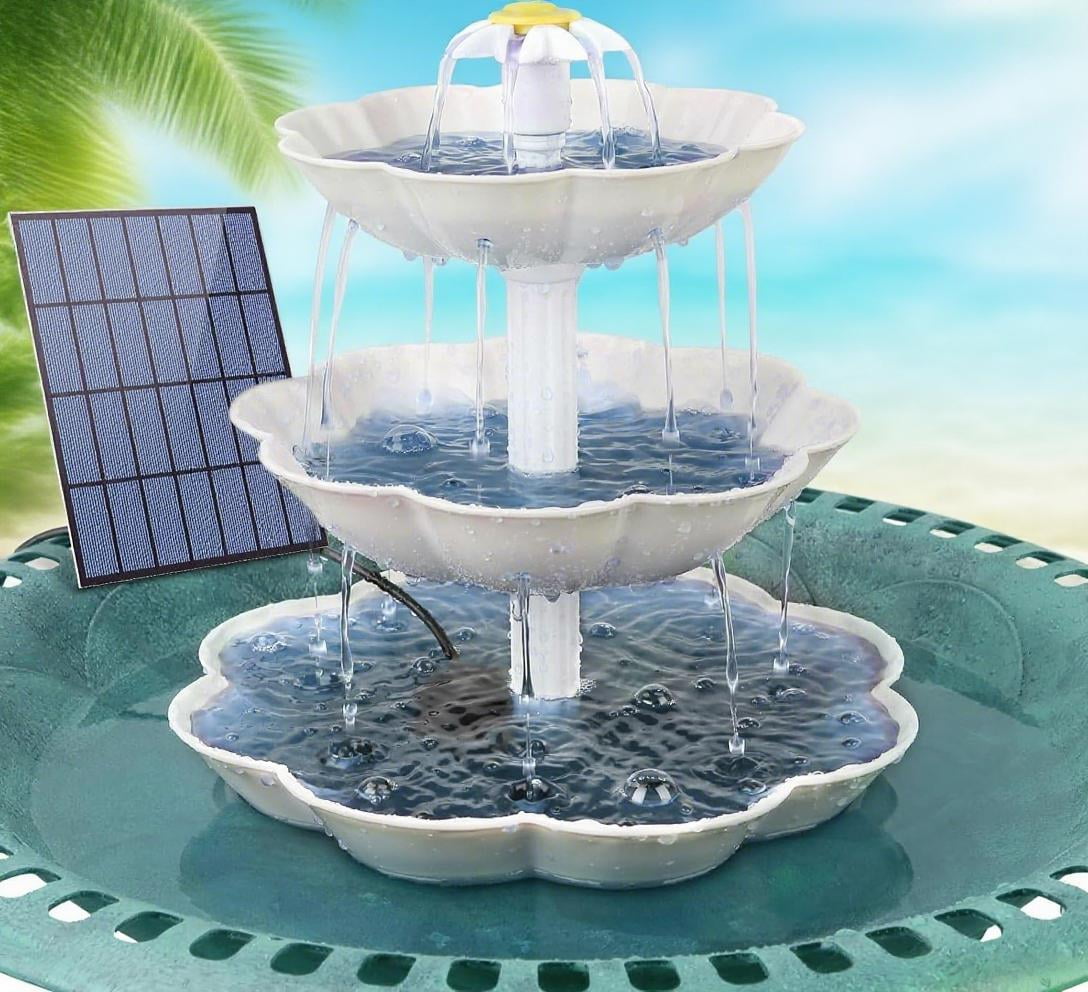 Solar Bird Bath Fountain with 3 Tiered Design, DIY Detachable 3.5W ...