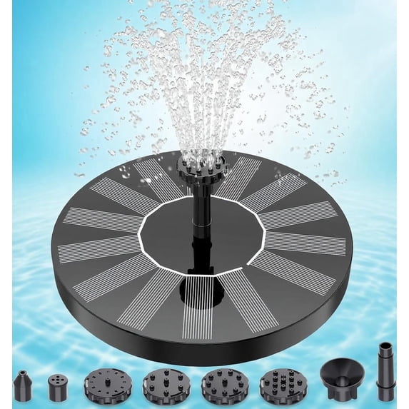 Solar Bird Bath Fountain with 6 Nozzles & Brackets, Floating Solar ...