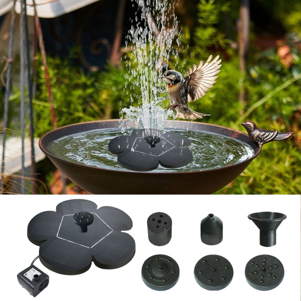 Solar Bird Bath Fountain Flower-Shaped Water Fountain Pump Waterfalls ...