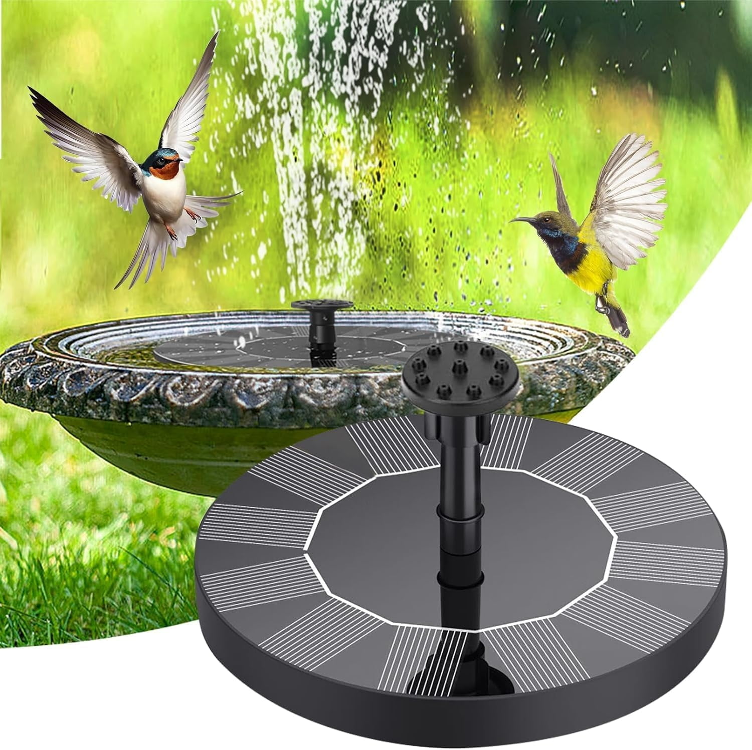 Solar Bird Bath Fountains Pump, Upgrade 1.4W Solar Fountain with 6 ...
