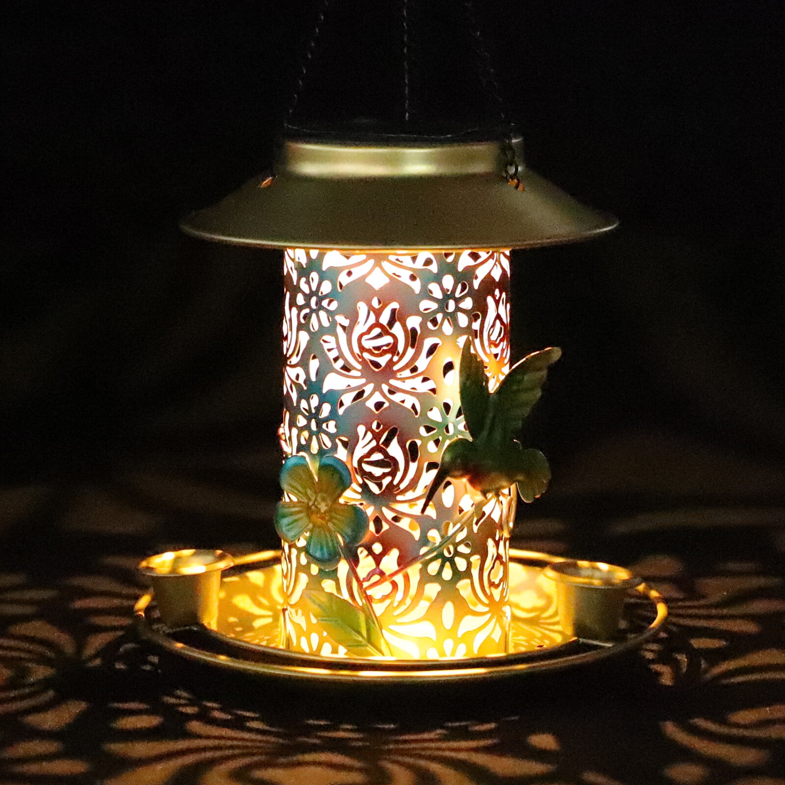 Solar Bird Feeder Blue Clear Large Outdoor Lights Feeders for Outdoors ...