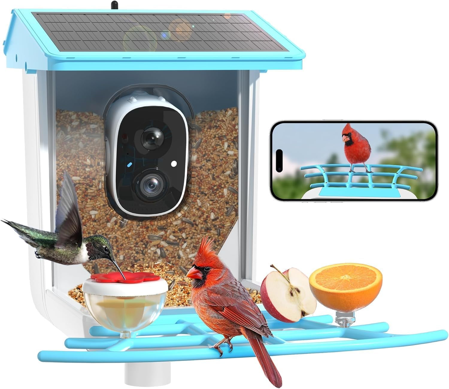 Solar Bird Feeder with Camera, 1296P HD AI Identify Smart Bird Feeder Outdoor Camera Wireless ...