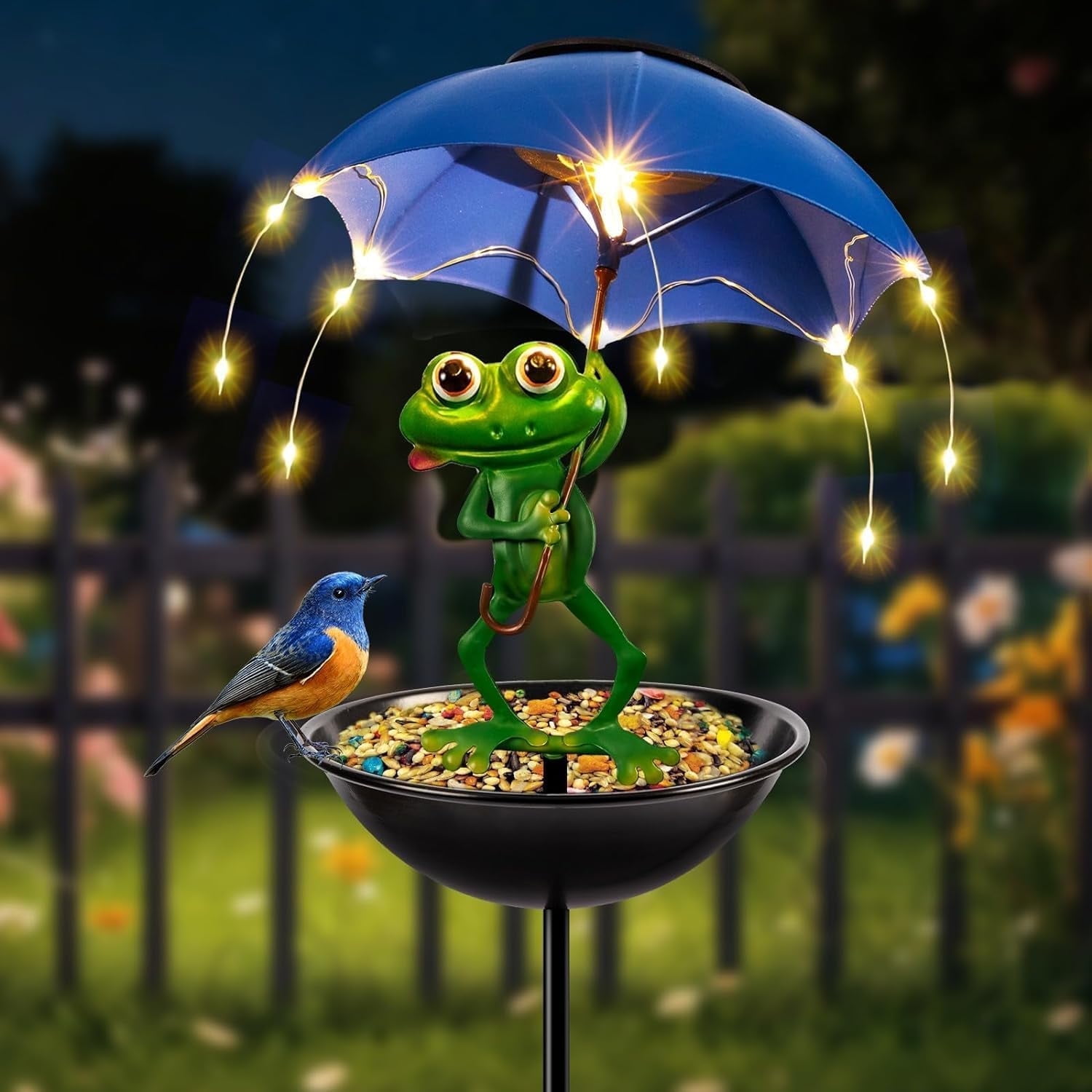 Solar Bird Feeders for Outdoors, Hummingbird Feeder with LED Frog ...