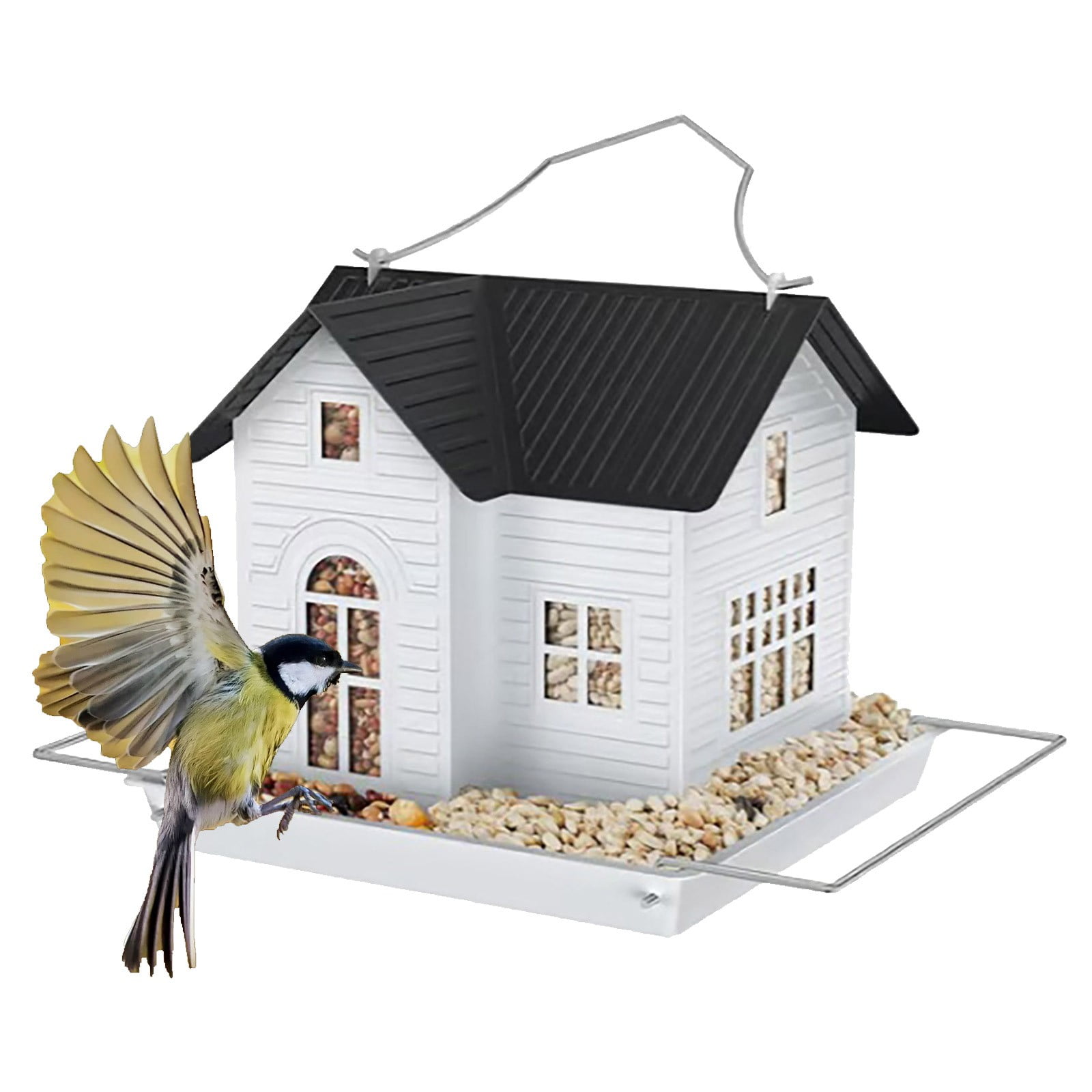 Solar Bird Feeder - Hanging Metal Bird House Feeder, Garden Decor for ...