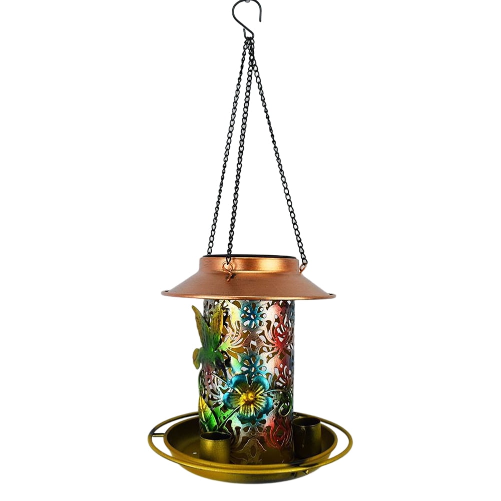 Solar Bird Feeder LED Lamp Hanging Outdoor Bird Feeder IP55 Waterproof ...