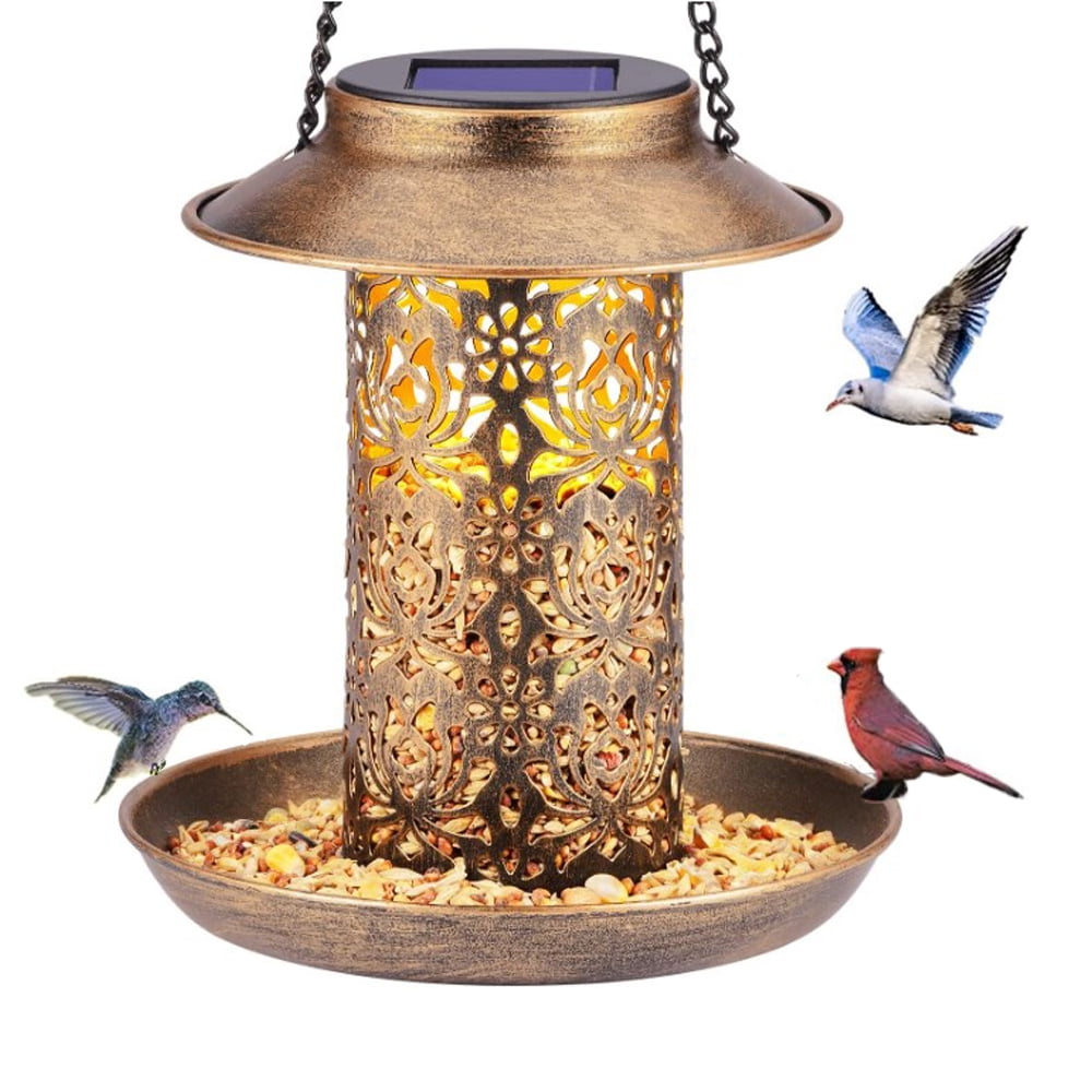 Solar Bird Feeder for Outdoors Hanging, Solar Metal Waterproof Outside ...