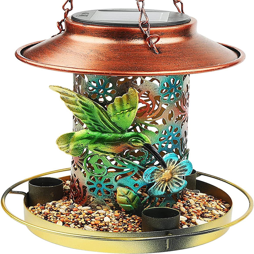 Solar Bird Feeder Waterproof for Outdoor Hanging Garden Yard Backyard ...