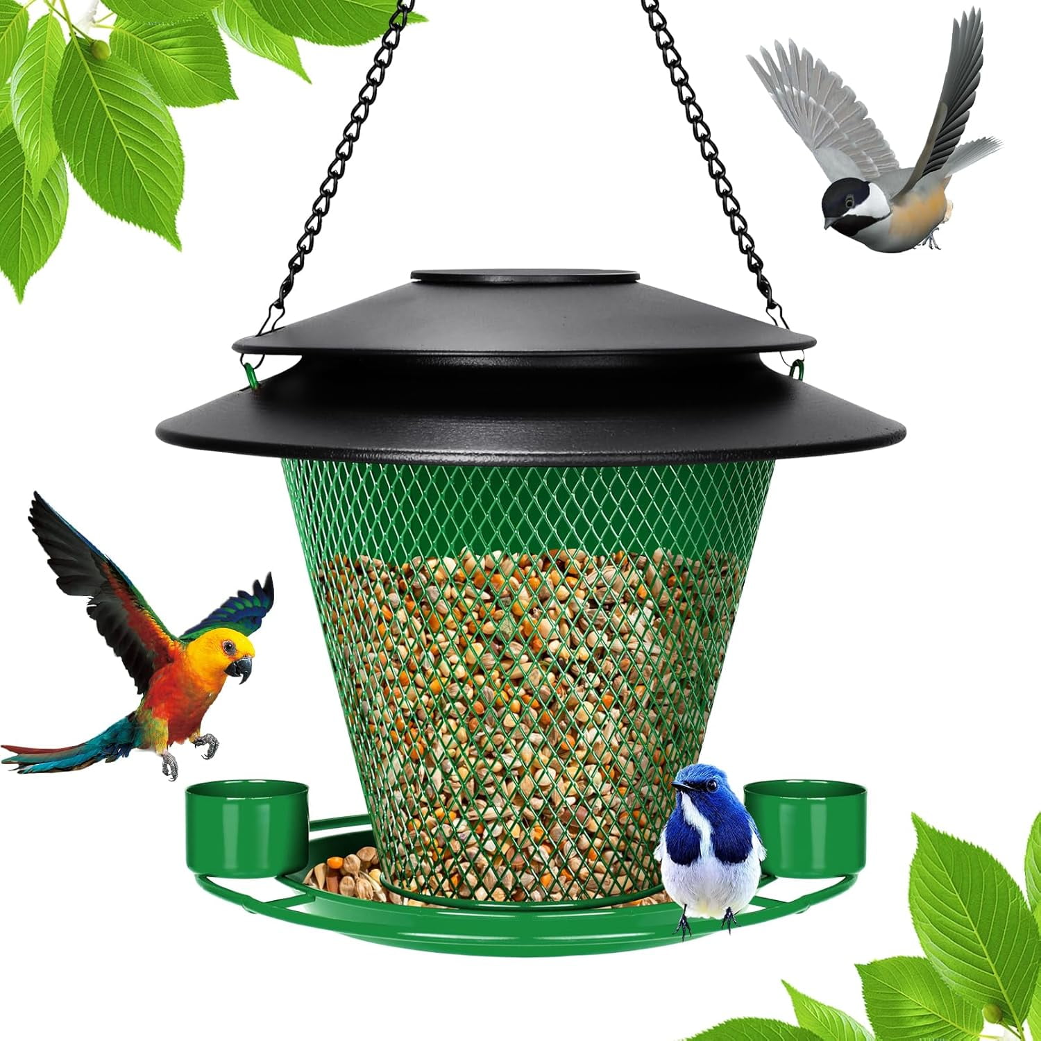 Solar-Bird-Feeders Metal-Wild-Bird-Feeder Outside-Hanging Outdoors ...
