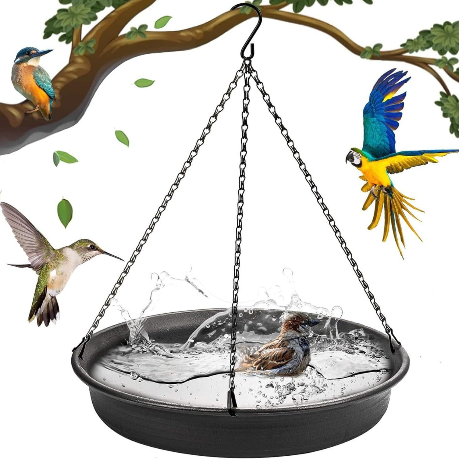 Solar Bird Feeders for Outdoors Hanging Outdoor Hanging Tray Bird Bath ...