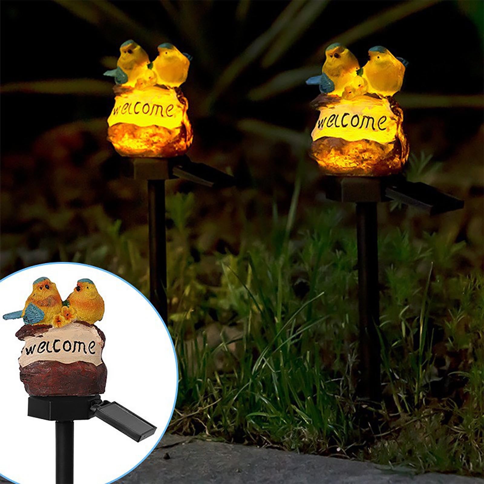 Solar Bird Stake Light - 15.7" Outdoor Cute Animal Resin LED Yard Light ...