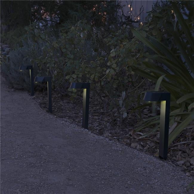 Solar Black Modern Pathway LED Light - Set of 4 - Walmart.com