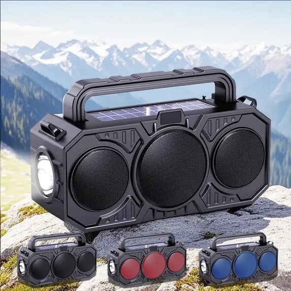 Solar Bluetooth Speaker Dual Solar Power Rechargeable with Flashlight ...