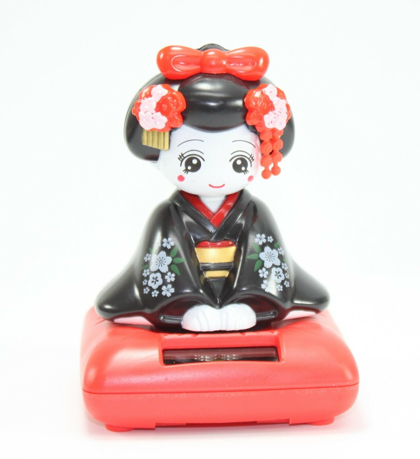 Solar Bobblehead Toy Figure, Maiko - Sitting Black Geisha Office Home ...