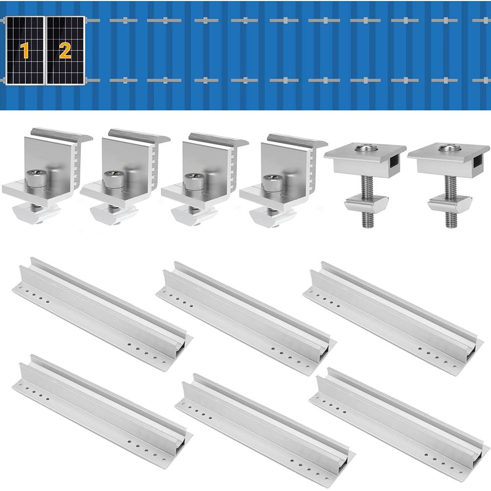 Solar Bracket Trapezoidal Sheet PV Mounting Rail 30CM End/Middle Clamps ...