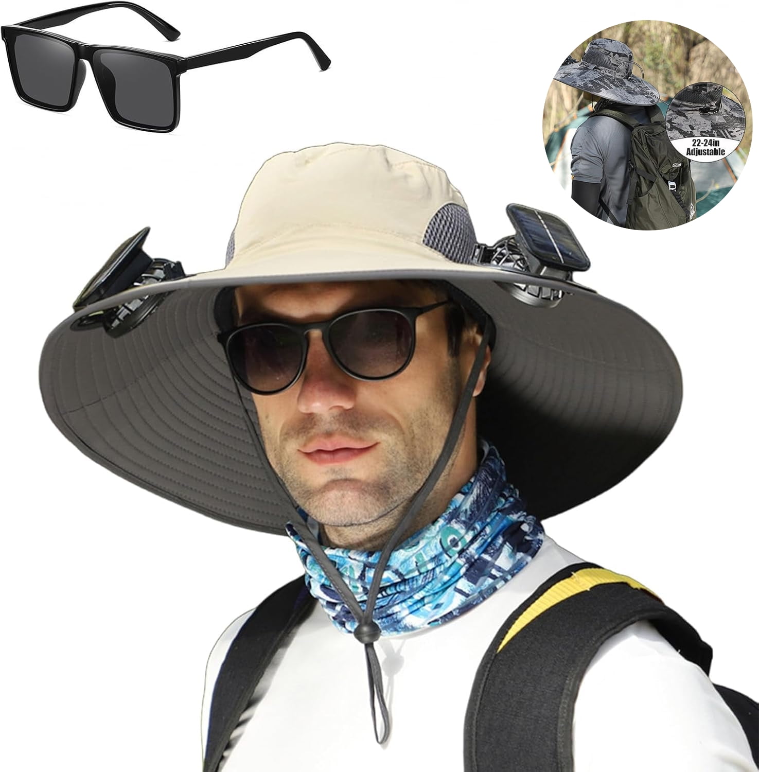 Solar Brim Hat with Fan, Solar Powered Fan Cooling Hat – for Outdoor ...