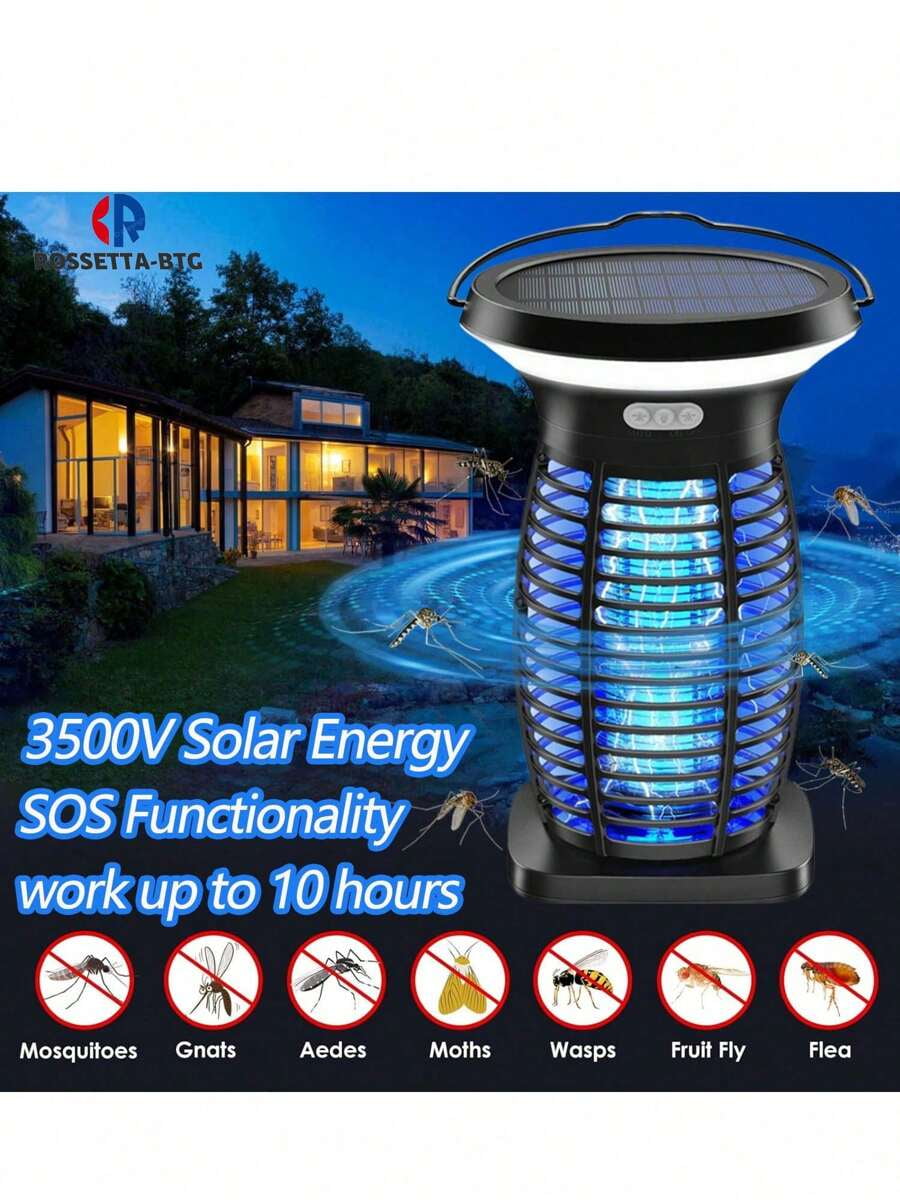 Solar Bug Zapper, 3500V Mosquito Zapper For Outdoor Indoor, USB ...
